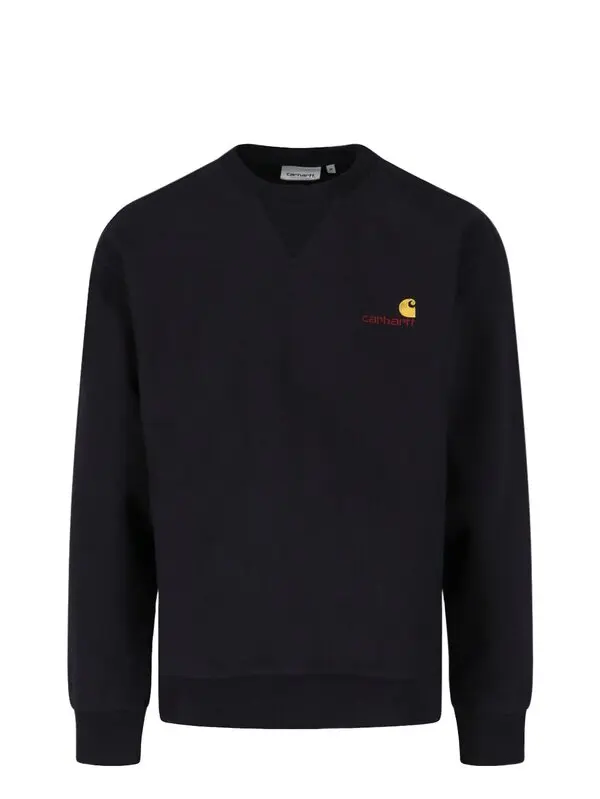 Carhartt Work In Progress American Script" Crewneck Sweatshirt - Black