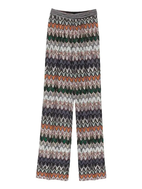 Missoni Wide Leg Zigzag Knit Trousers - Multi