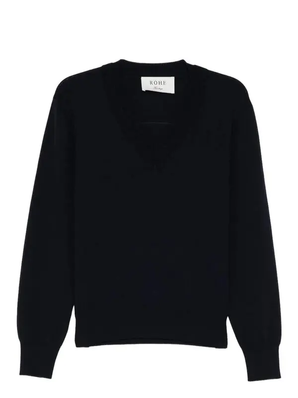 RÓHE Long Sleeve V-neck Jumper - Blue