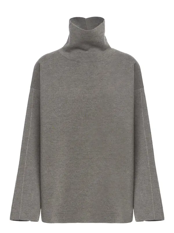 Malo Silk Turtleneck Sweater - Dark Grey