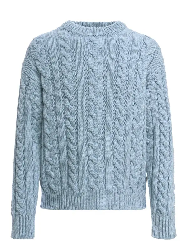 Malo Cable Knit Crewneck Sweater - Blue