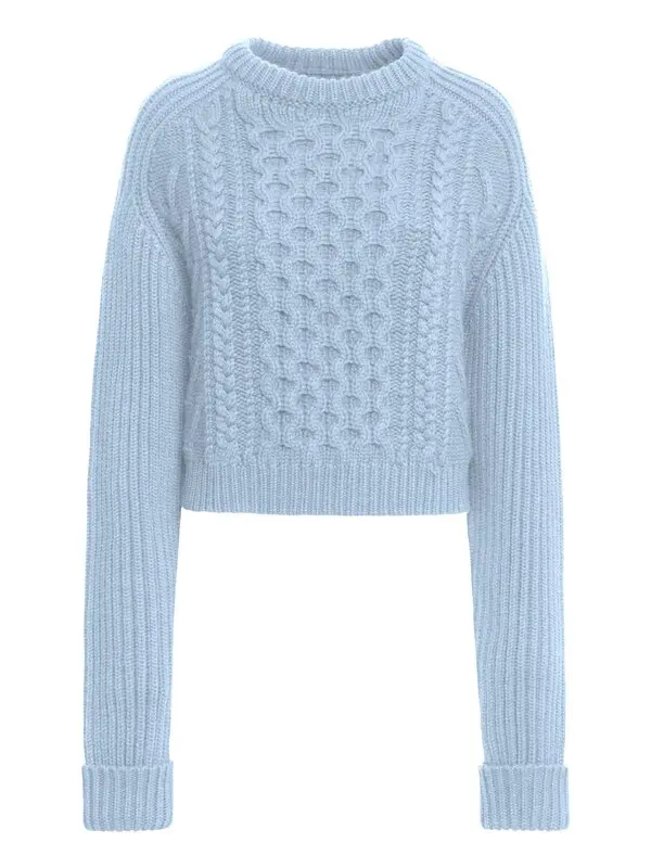 Malo Cable Knit Crewneck Sweater - Light Blue