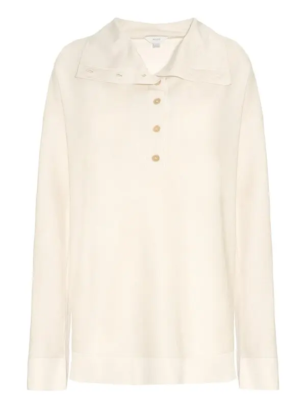 Malo Piqué Virgin Wool-silk Jumper - Ivory