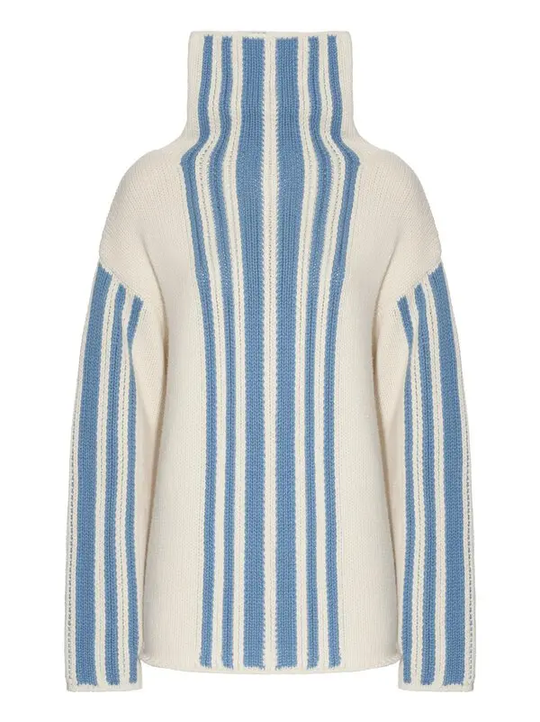 Malo High-neck Virgin Wool-cashmere Intarsia Sweater - Stripe