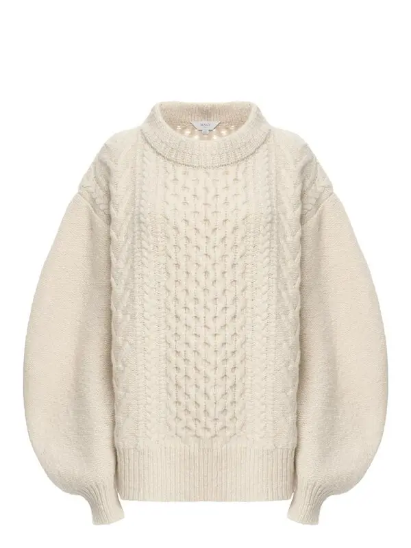 Malo Aran Virgin Wool-cashmere Crewneck Sweater - Ivory