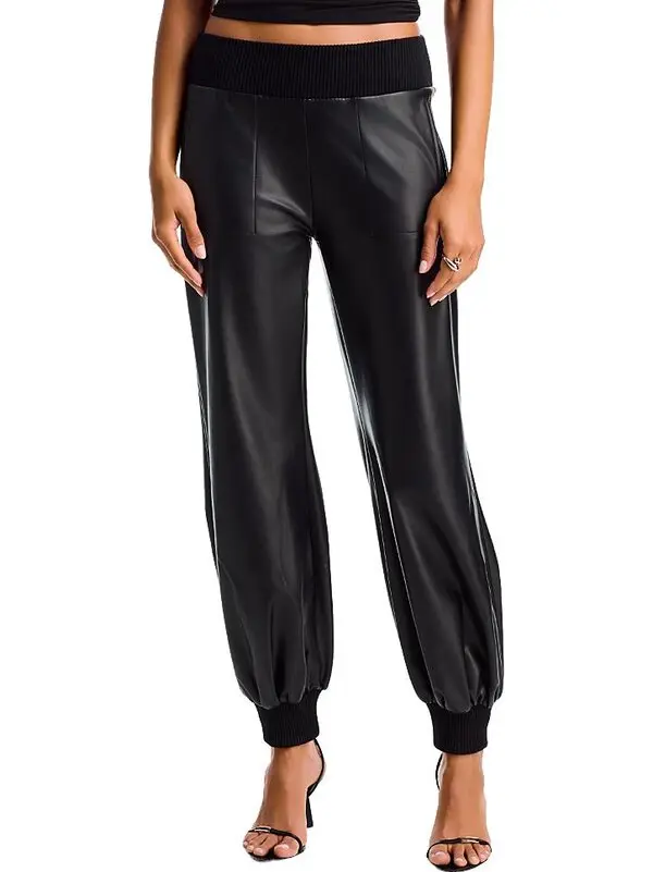 Norma Kamali Puff Faux Leather Jogger Pants - Black