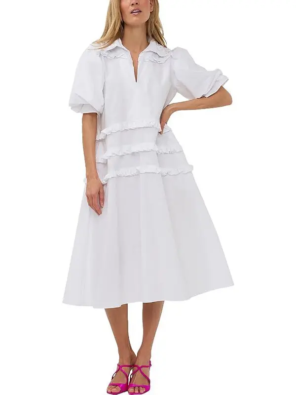 MARIELLE STOKKELAAR Dympfe Puff Sleeve Dress - White