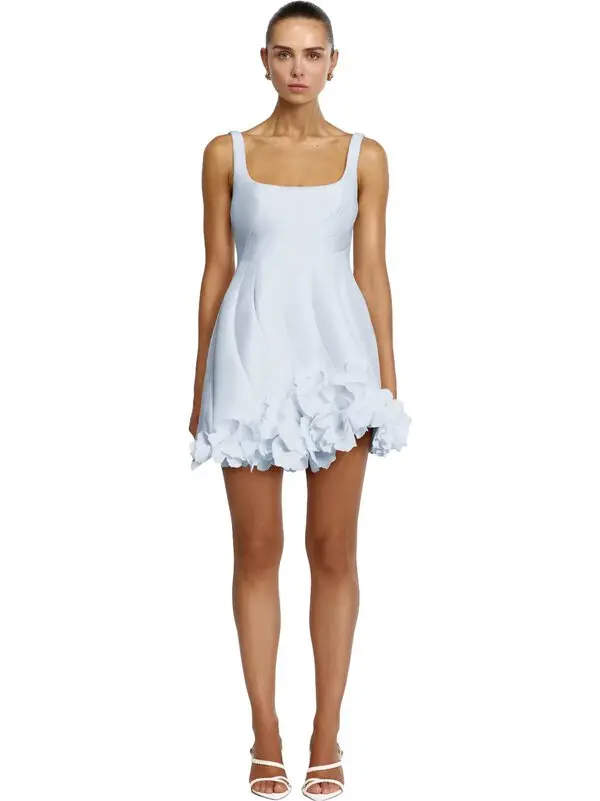 Acler Winchester Mini Dress With Floral Appliqué Hem - Blue Melt