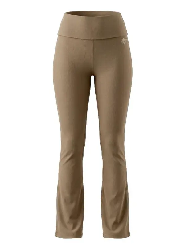 BE ATHLETICA Essential Everyday Foldover Flare Pants - Brown