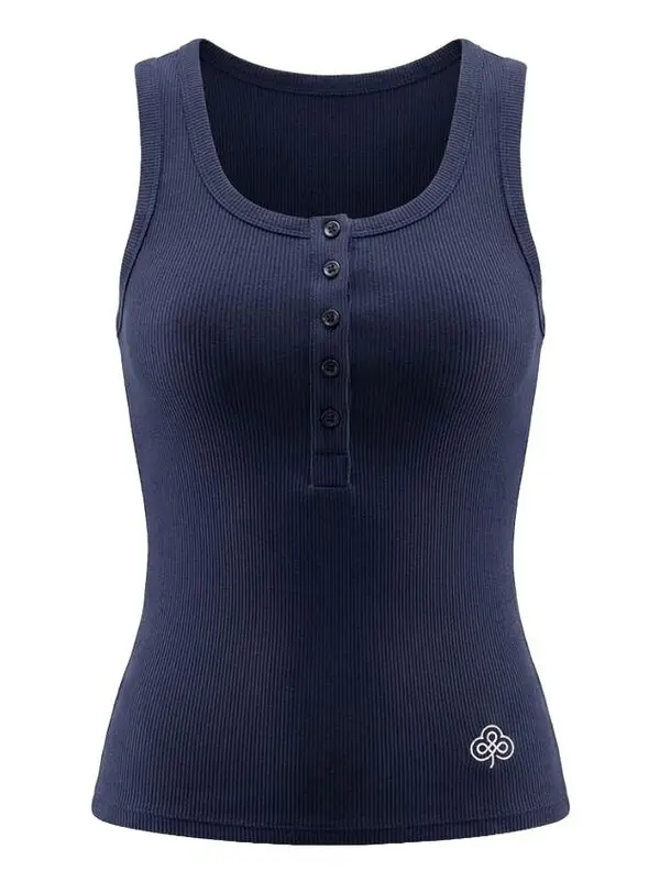 BE ATHLETICA Essentials Henley Tank Top - Blue
