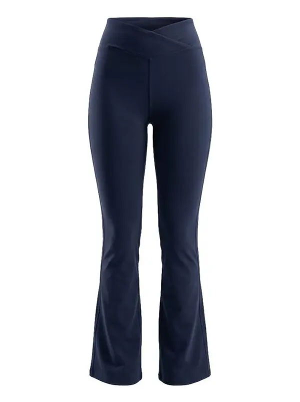 BE ATHLETICA Be One Eighty Wrap-waist Flared Leggings Navy - Blue