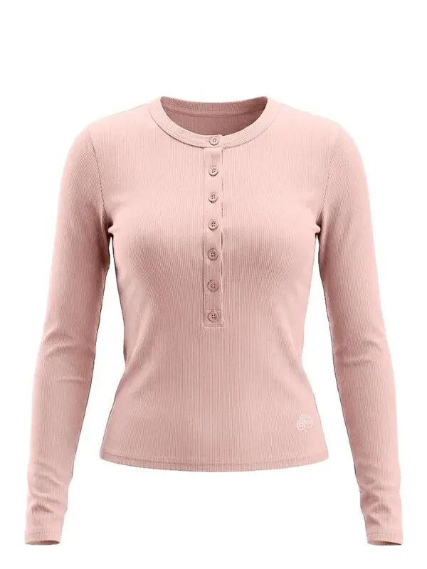 BE ATHLETICA Essential Long-sleeve Henley Top - Pink