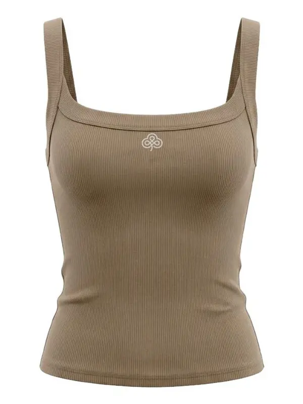 BE ATHLETICA Essential Scoop Neck Tank Top - Brown