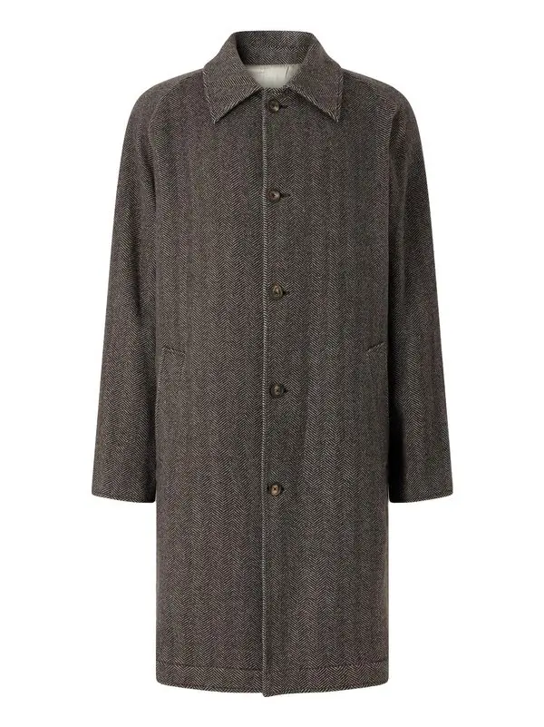 Eleventy Herringbone Cashmere Overcoat - Brown