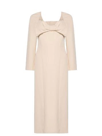 MEIMEIJ Midi Dress With Bow Detail And Off-the-shoulder Neckline - White