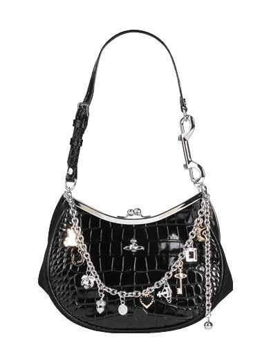 VIVIENNE WESTWOOD Leather Shoulder Bag With Charms - Black