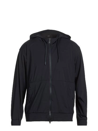 Herno Midnight Polyamide And Elastane Jersey Zip-up Hooded Sweatshirt - Blue