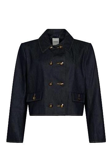 Sandro Cropped Denim Jacket With Button Embellishments - Blue