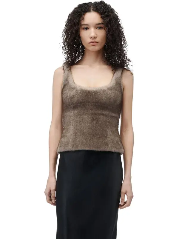 Alexander Wang Faux Fur Fitted Tank - Grey