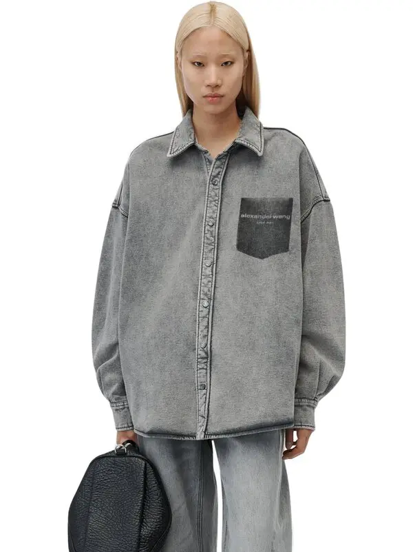 Alexander Wang Shadow Pocket Button Down Shirt - Washed Grey