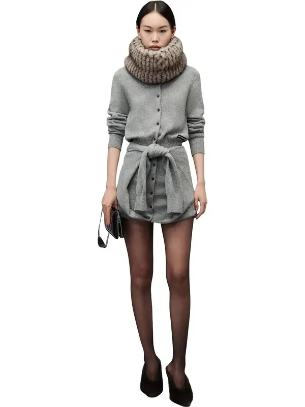 Alexander Wang Tie-waist Cardigan Dress - Heather Grey