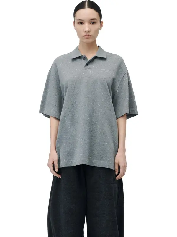 Alexander Wang Crystal Hotfix Short Sleeve Polo - Sidewalk