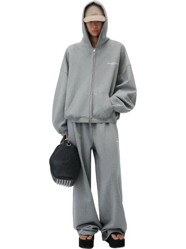 Alexander Wang Logo Print Relaxed Wide-leg Sweatpants - Sidewalk