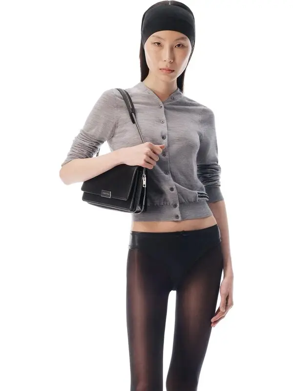 Alexander Wang Button-front Long Sleeve Cropped Cardigan - Heather Grey