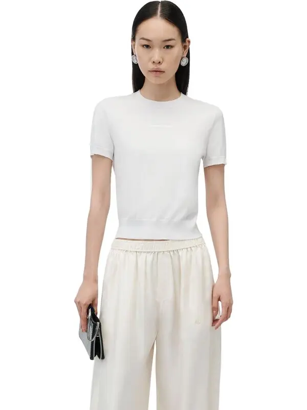 Alexander Wang Crystal Logo Crewneck Top - Soft White