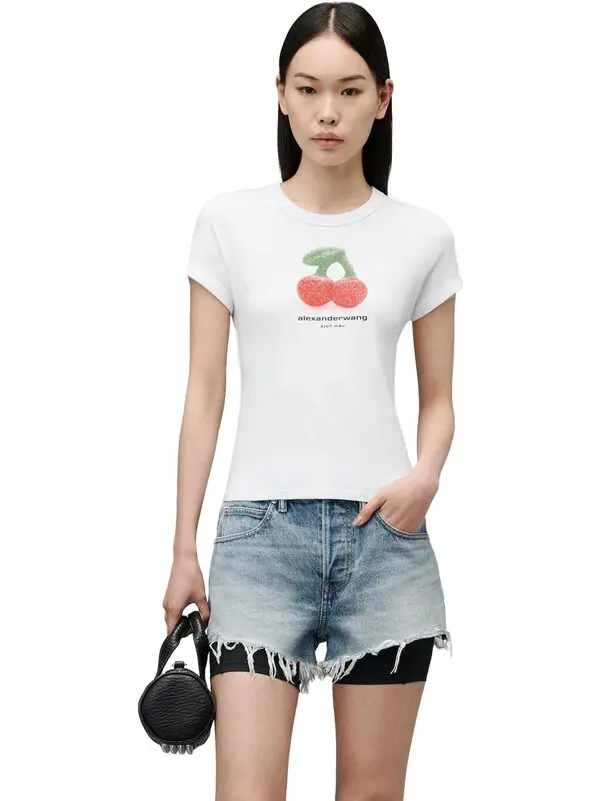 Alexander Wang Cherry Graphic T-shirt With Contrast Trim - White