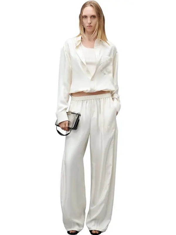 Alexander Wang Silk Mid-rise Track Pant - Ivory