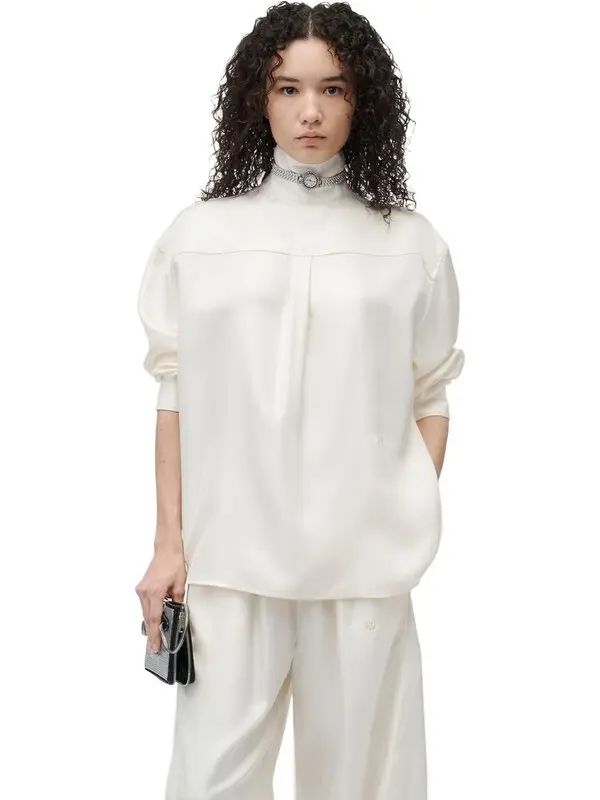 Alexander Wang Silk Reverse-detail Shirt - Ivory