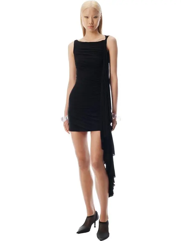 Alexander Wang Asymmetric Ruched Mini Dress - Black