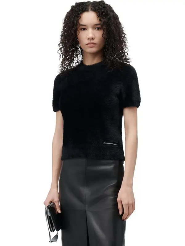Alexander Wang Textured Chenille Crewneck Pullover - Black