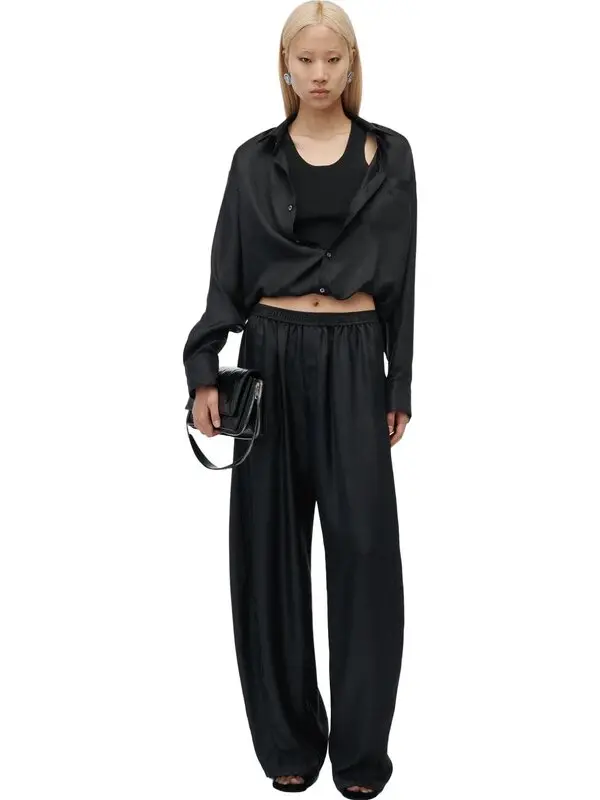 Alexander Wang Silk Mid-rise Track Pant - Black