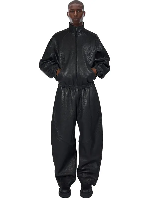 Alexander Wang Track Pant In Primal Lambskin Leather - Black