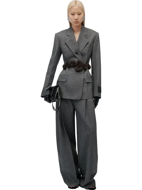 Alexander Wang Tweed Button-detail Blazer - Charcoal