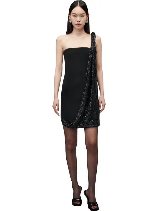 Alexander Wang Crystal Twist Asymmetric Strapless Dress - Black