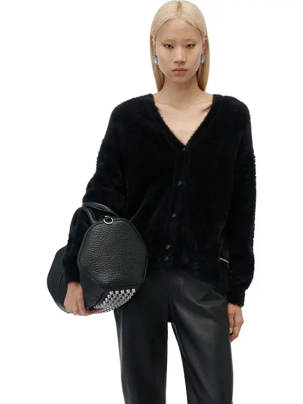 Alexander Wang Textured Chenille V-neck Cardigan - Black