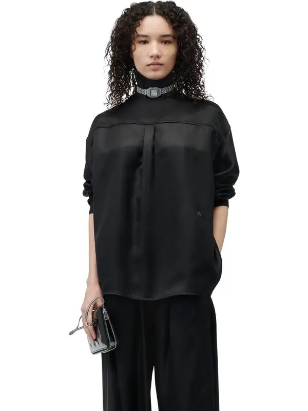 Alexander Wang Silk Reverse-detail Shirt - Black