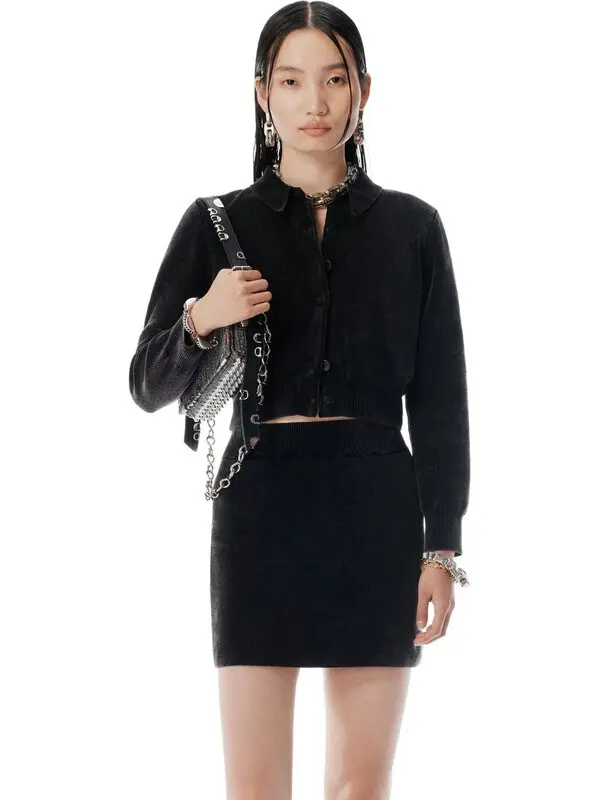 Alexander Wang Black Cotton-blend Chenille Cardigan - Washed Black