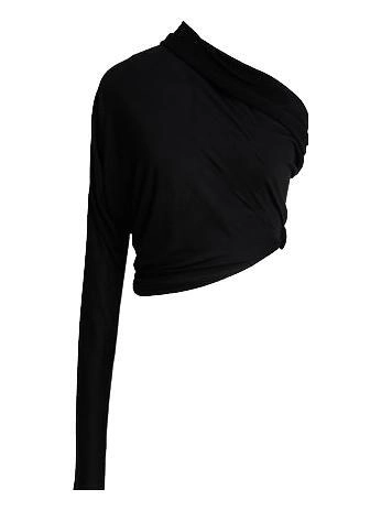 Rick Owens One-shoulder Gathered Jersey Top - Black