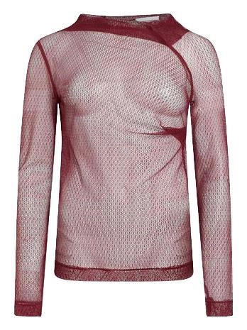 Liviana Conti Fishnet Long Sleeve Top - Red
