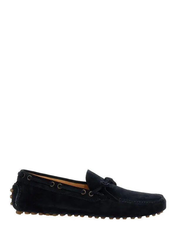 Brunello Cucinelli Suede Slip-on Loafers With Tie Detail - Black