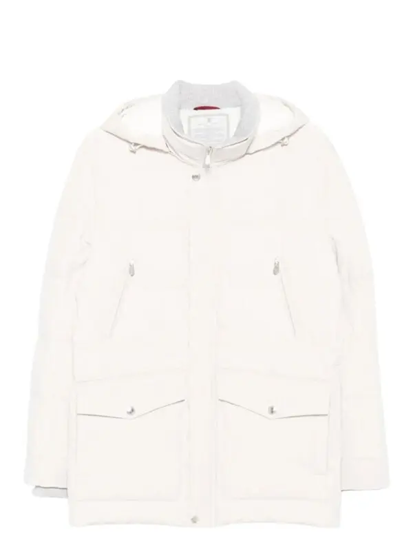 Brunello Cucinelli Padded Jacket With Detachable Hood - White