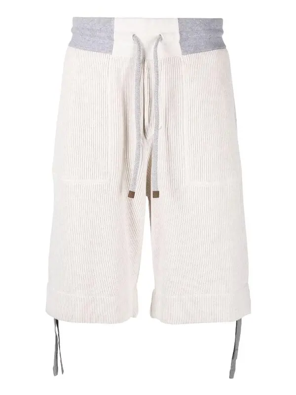 Brunello Cucinelli Corduroy Detail Bermuda Shorts - White