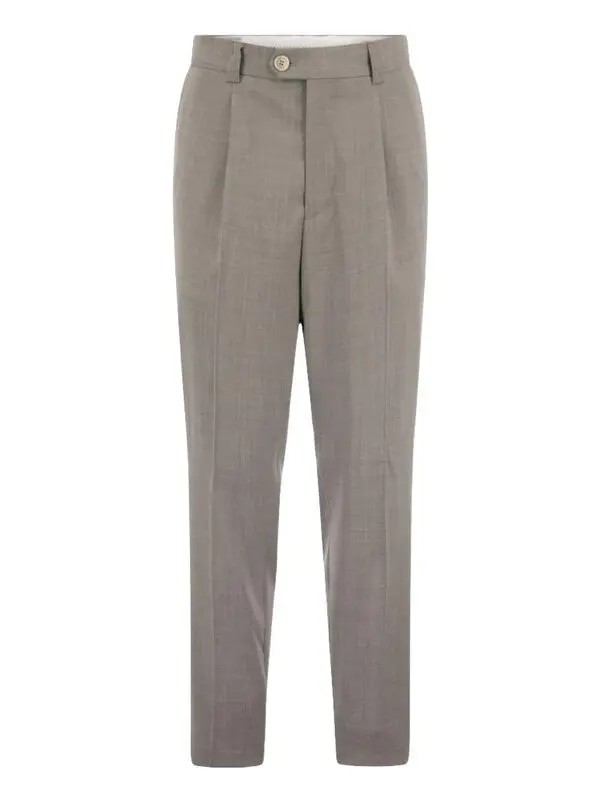 Brunello Cucinelli Virgin Wool Tailored Trousers - Gray