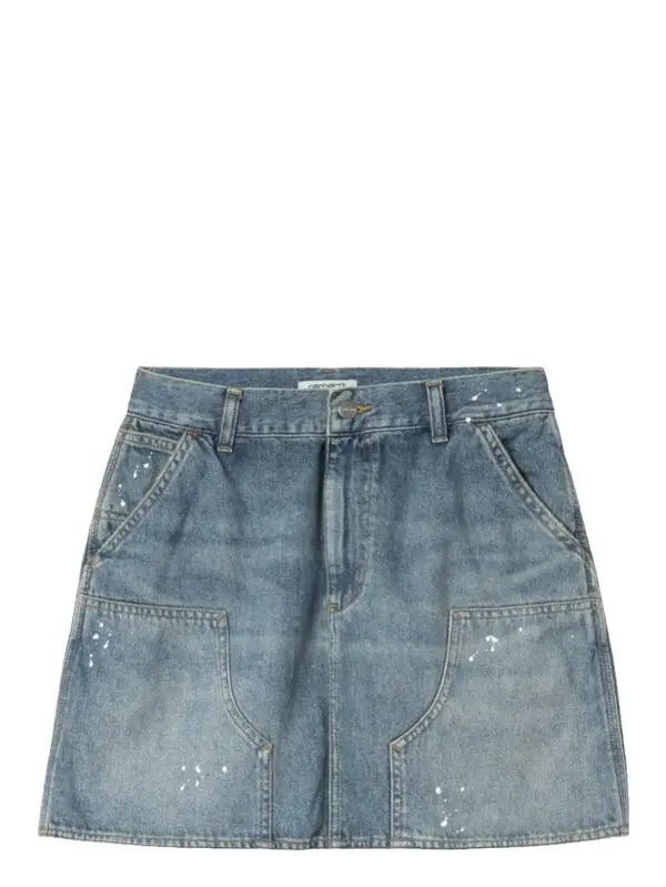Carhartt Wip Maeve Paint-splatter Denim Skirt - Blue