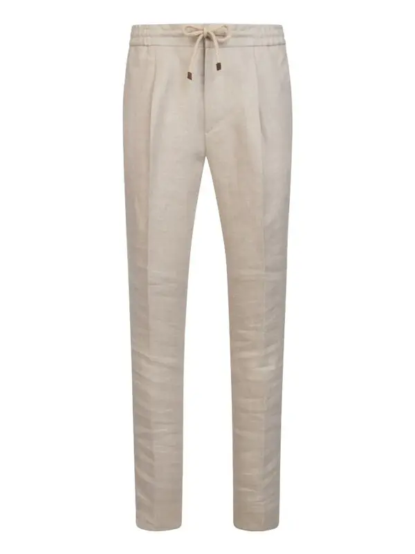 Brunello Cucinelli Straight-leg Linen Trousers - Nude