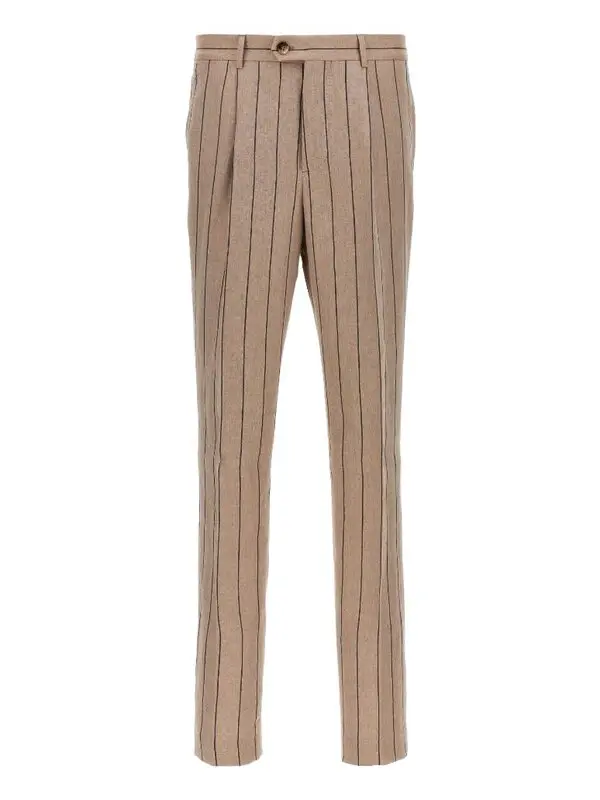Brunello Cucinelli Belt Loop Pinstriped Pants - Nude